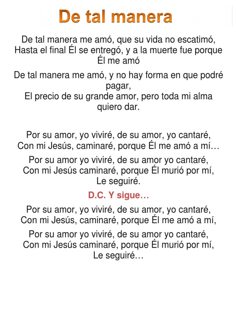 De Tal Manera - Letra | PDF