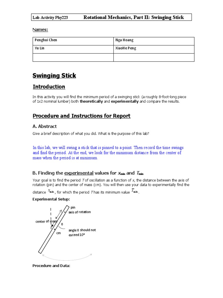 Rotational Mechanics, Part II: Swinging Stick | PDF | Rotation Around A ...