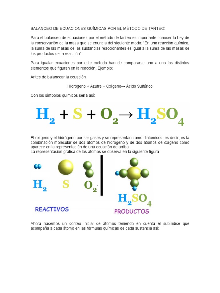 Balanceo de Ecuaciones Químicas Por El Método de Tanteo Explicación ...