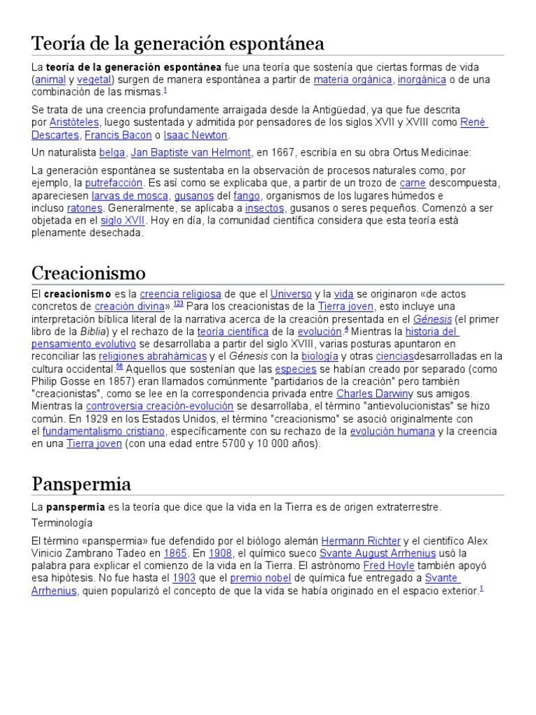 Teoría de La Generación Espontánea | PDF | Mitosis | Creacionismo