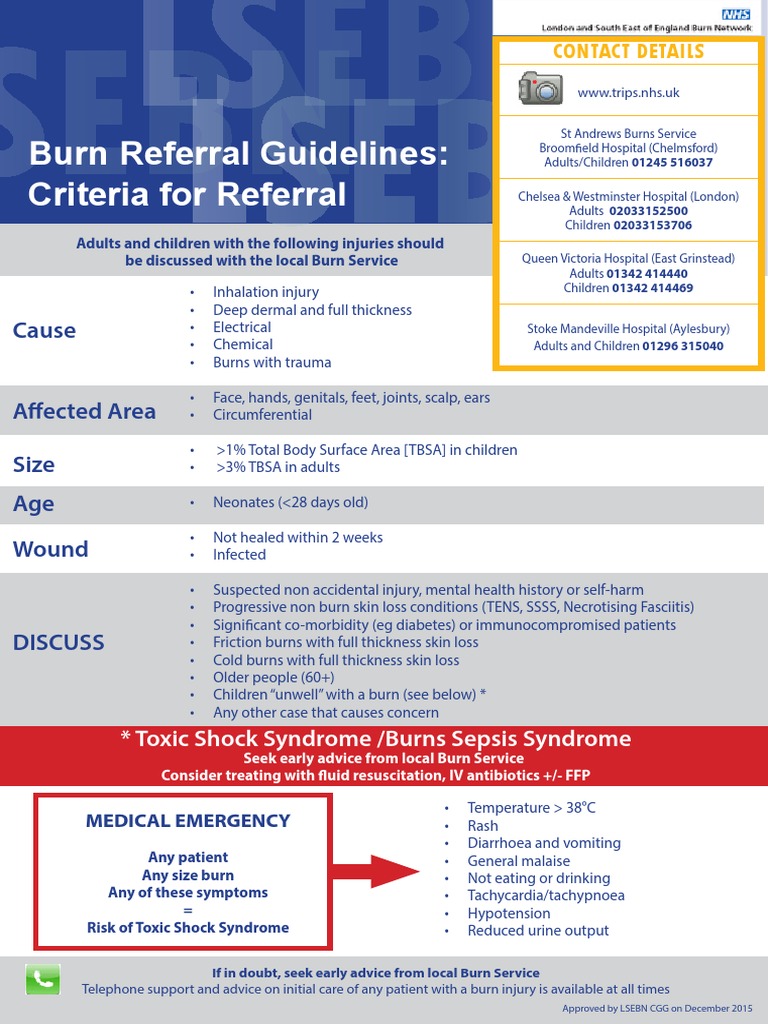 LSEBN Burns Referral Criteria | PDF | Burn | Human Diseases And Disorders