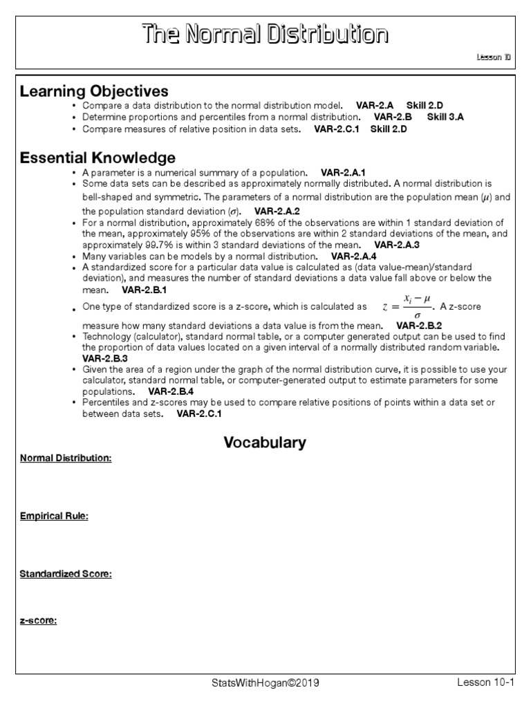 The Normal Distribution: Learning Objectives | PDF | Normal ...