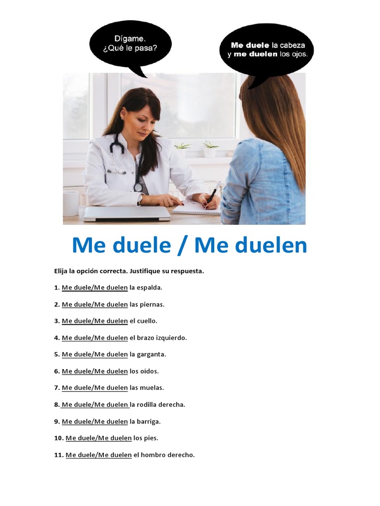 Uso del verbo "doler" en español | PDF