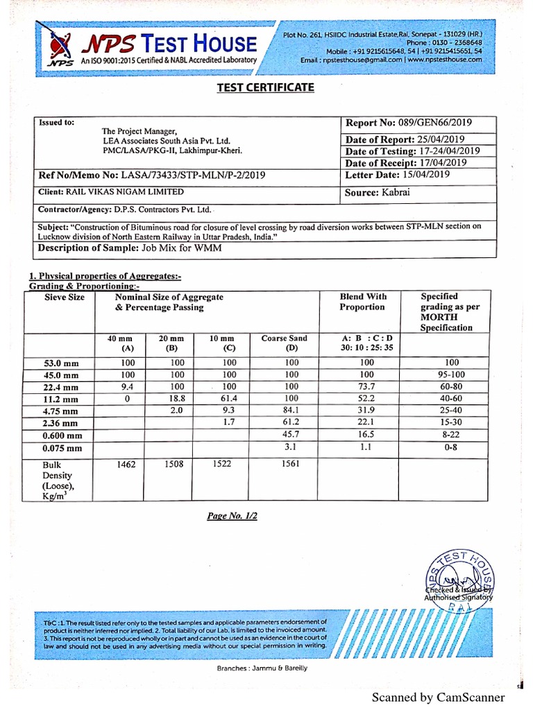 WMM Mix Design (DPS) | PDF