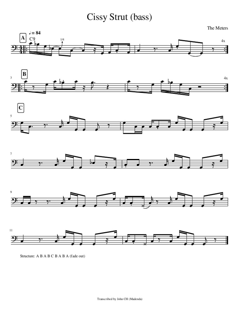 Cissy Strut Bass Tab and Structure | PDF