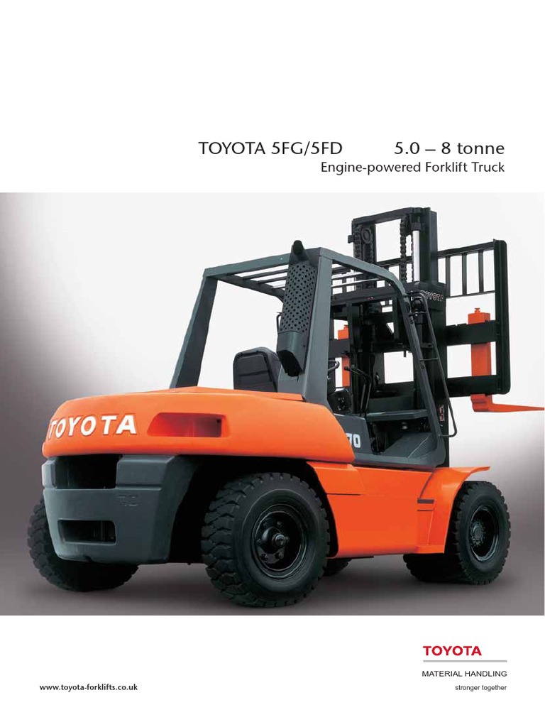 Toyota 5-8 Ton Forklift Specifications | PDF | Automotive Technologies ...