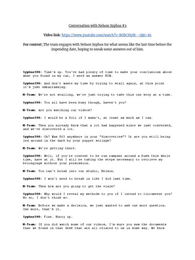 Conversation With Nelson Syphus 3 | PDF