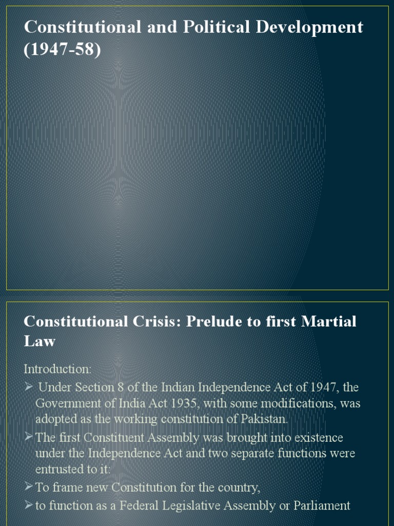 Constitutional Development 1947 1958 | PDF | Pakistan | Political Charters