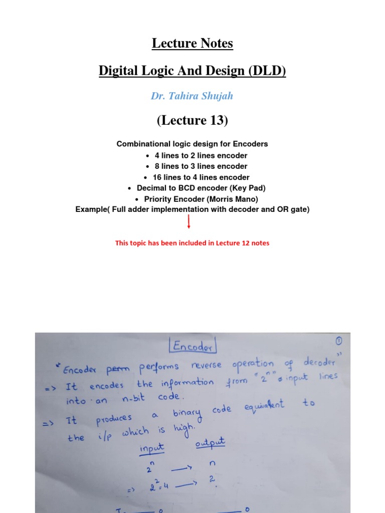 Lecture Notes Digital Logic and Design (DLD) : Dr. Tahira Shujah | PDF