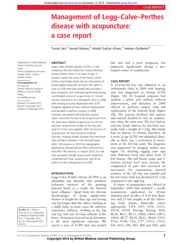 Management of Legg-Calve-Perthes | PDF | Musculoskeletal System ...