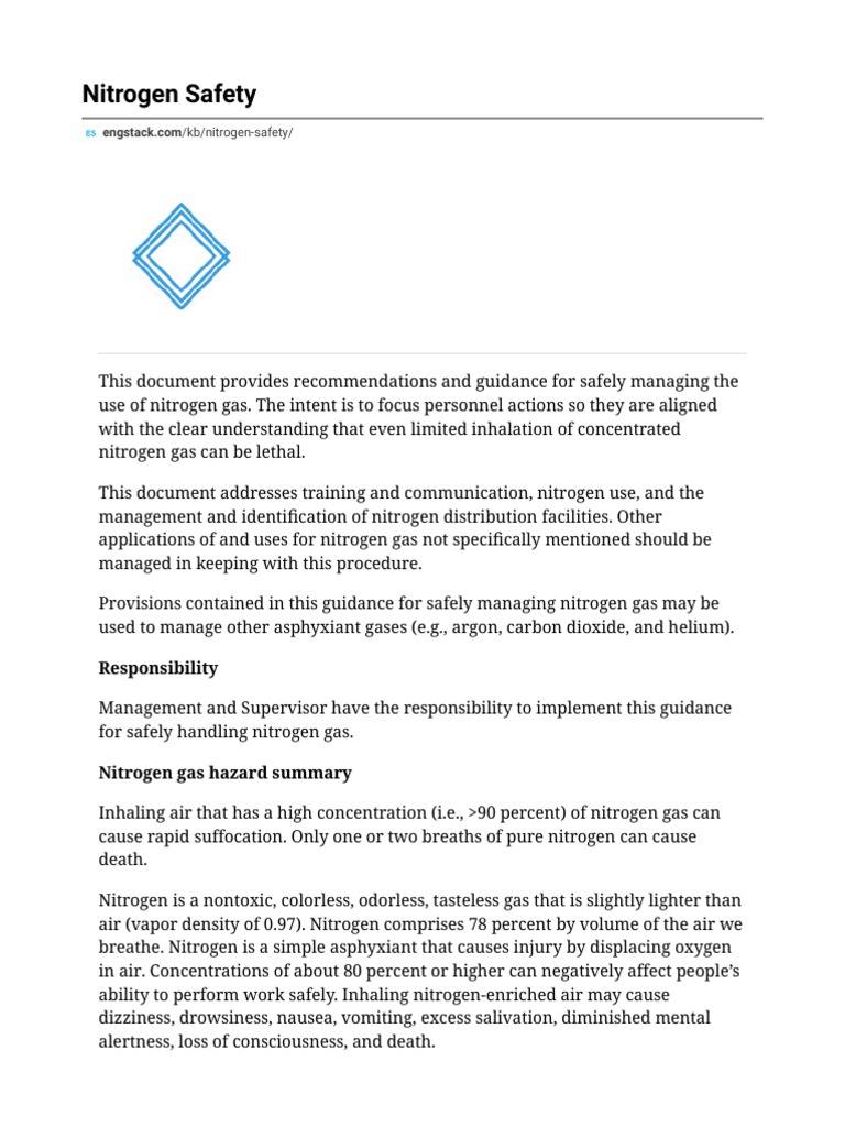 Nitrogen Safety | PDF | Safety | Gases