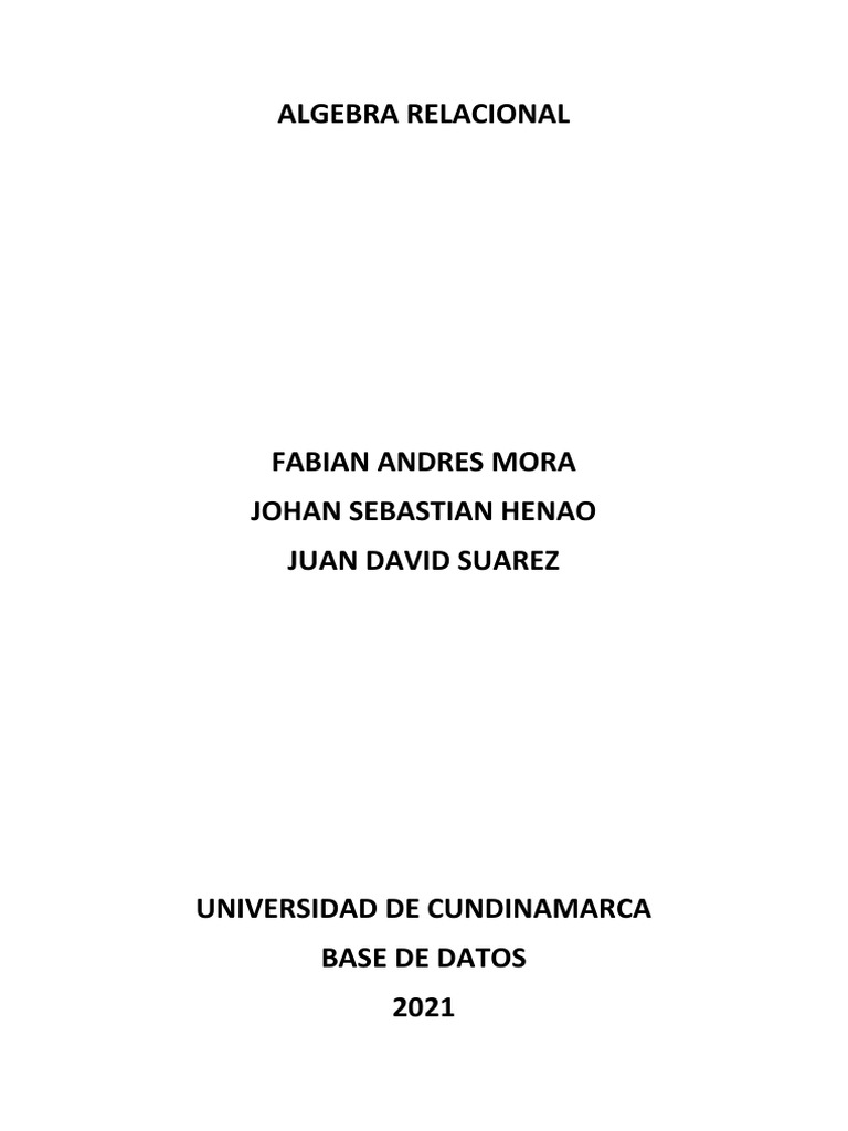 Algebra Relacional | PDF | Base de datos relacional | SQL