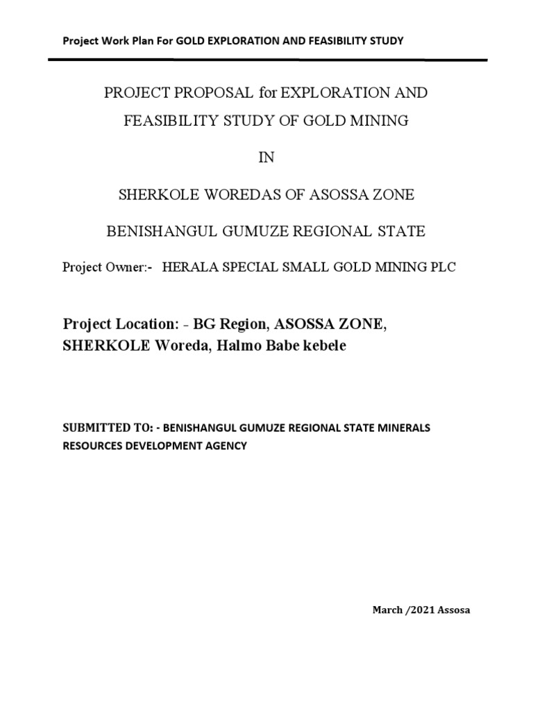 Gold Exploration Proposal in Benishangul | PDF | Mining | Gold