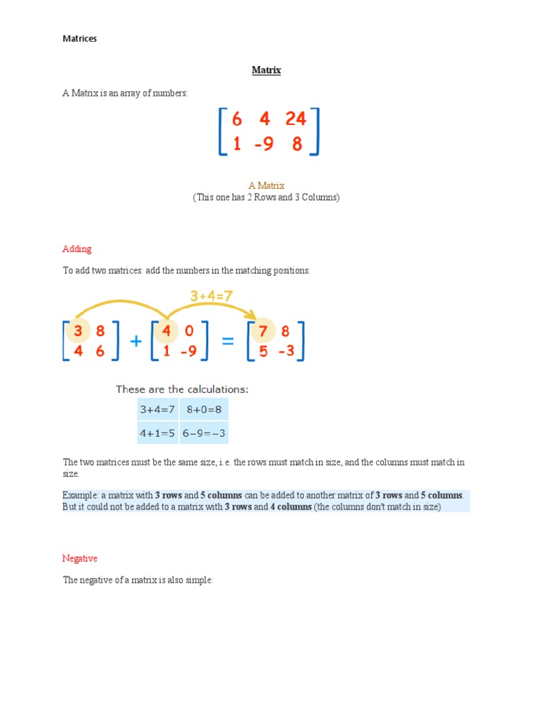 Matrix Handout | PDF | Teaching Methods & Materials