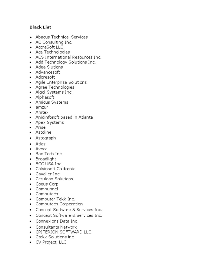 Black List | PDF | Information Age | Information And Communications ...