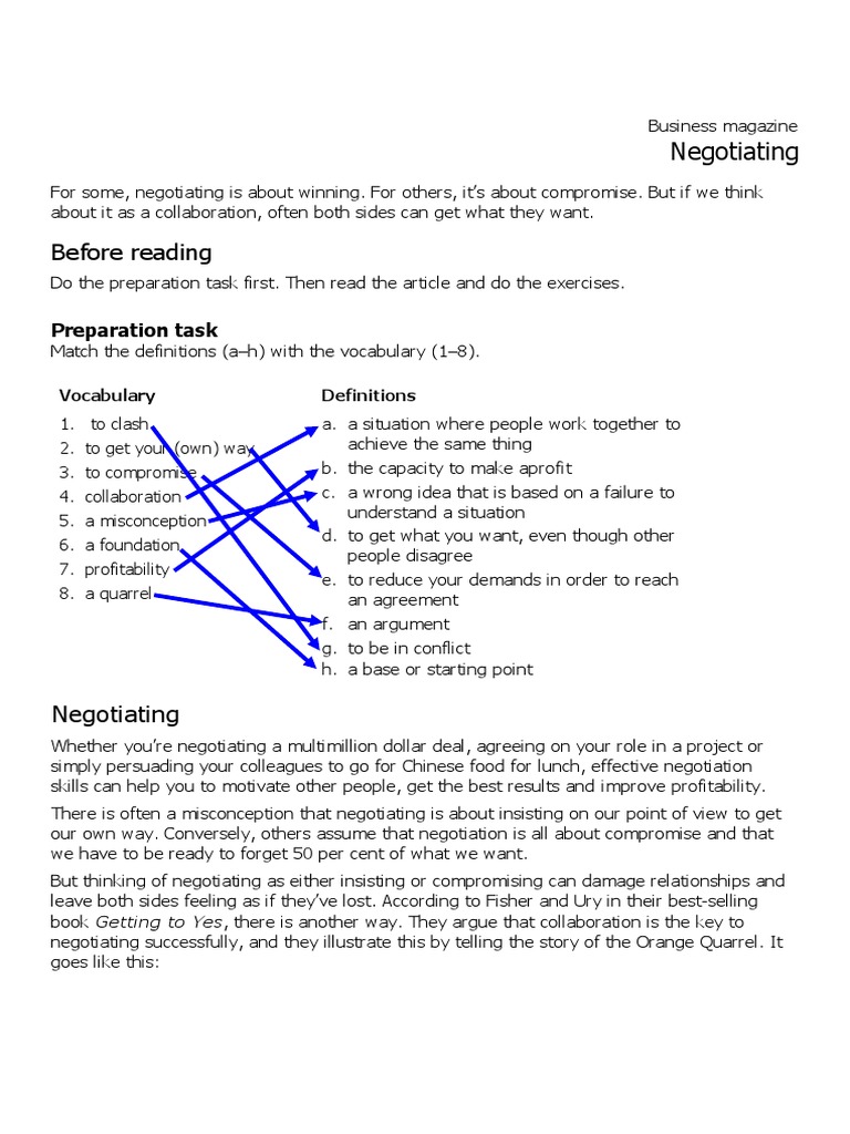 Before Reading: Negotiating | PDF | Negotiation | Communication