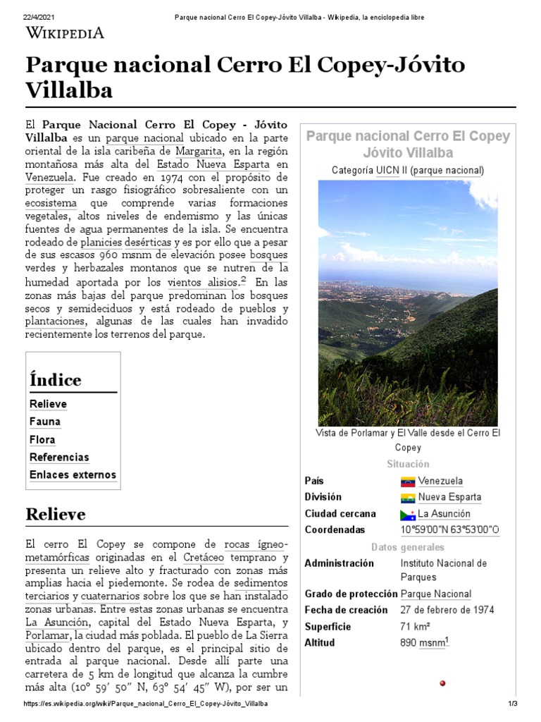 Parque Nacional Cerro El Copey - Jóvito Vallaban | PDF | Naturaleza ...