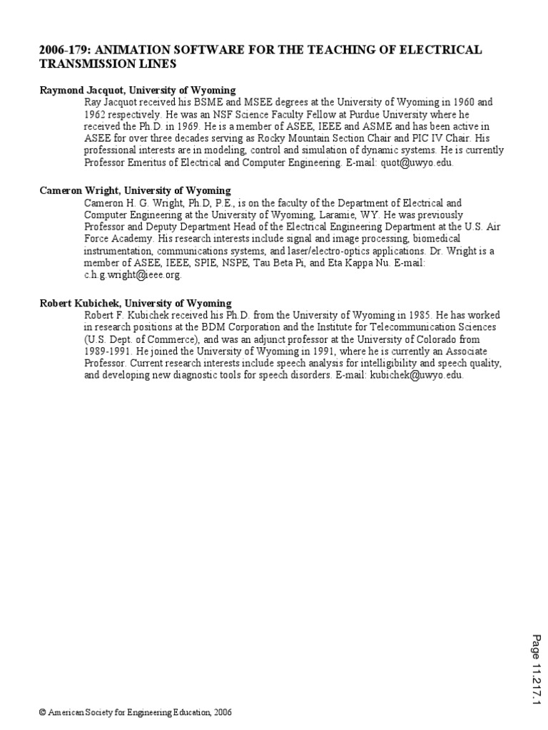 Animation Software For The Teaching of Electrical Transmission Lines ...