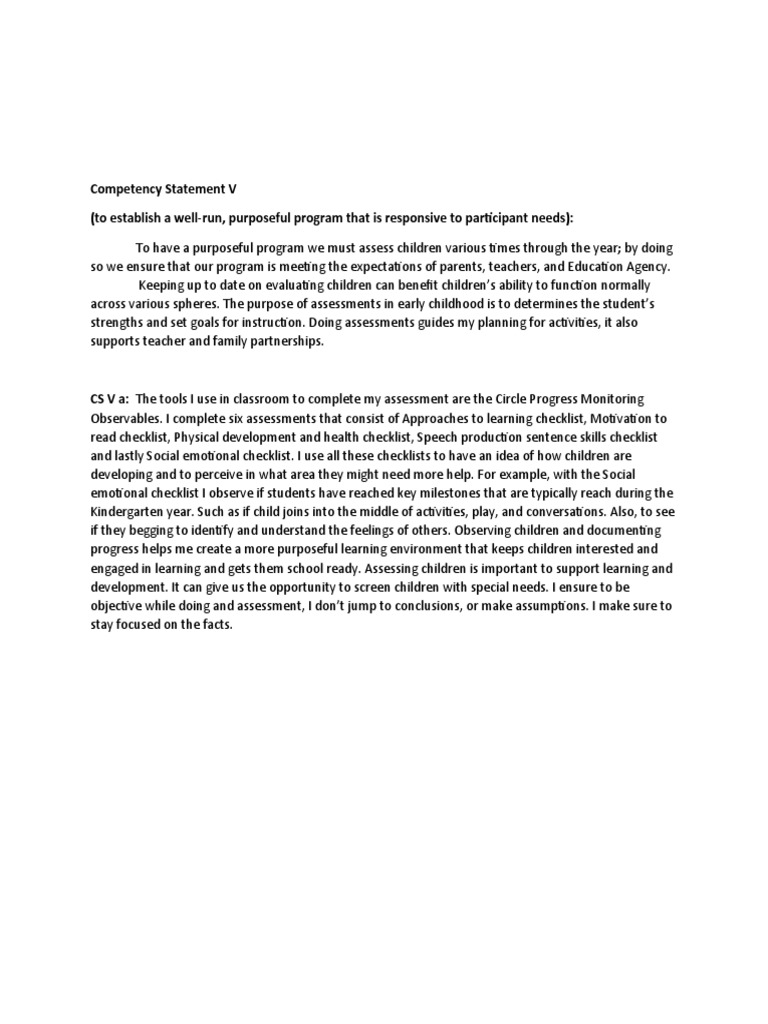 Competency Statement V | PDF