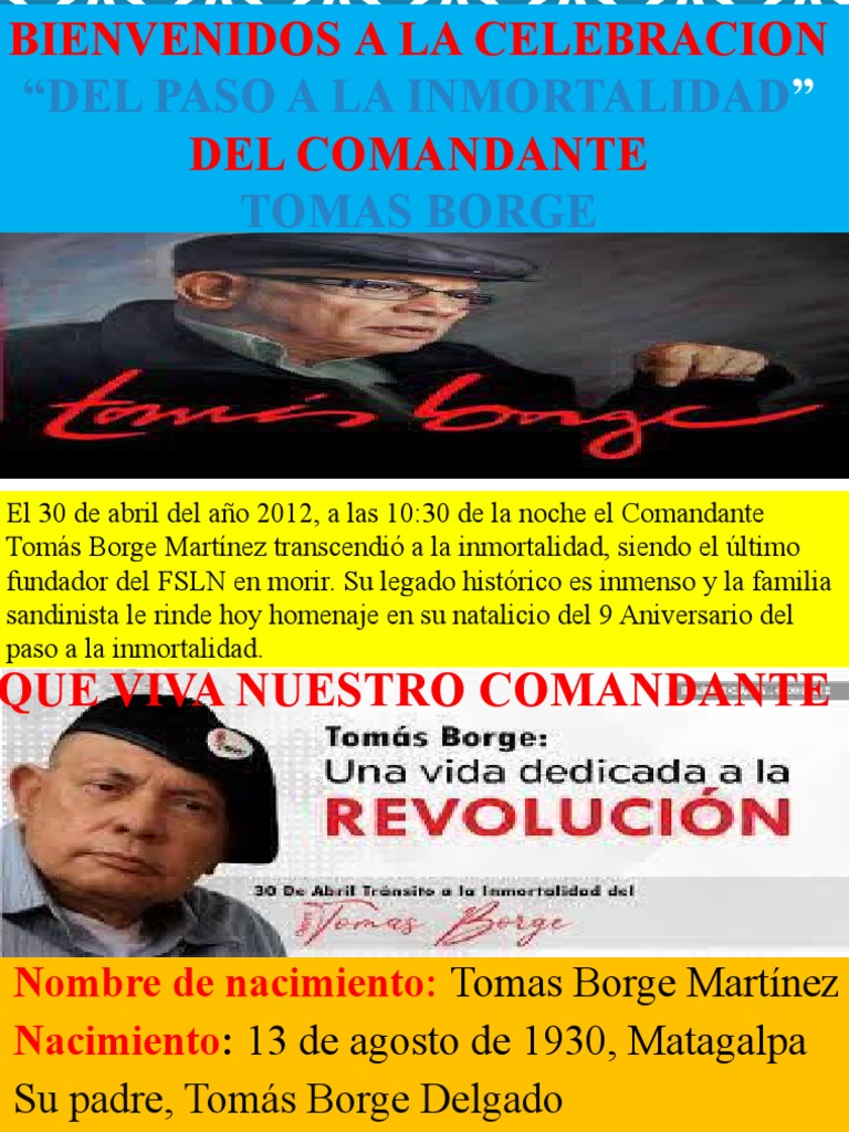 Homenaje al Comandante Tomás Borge | PDF | Frente Sandinista de ...
