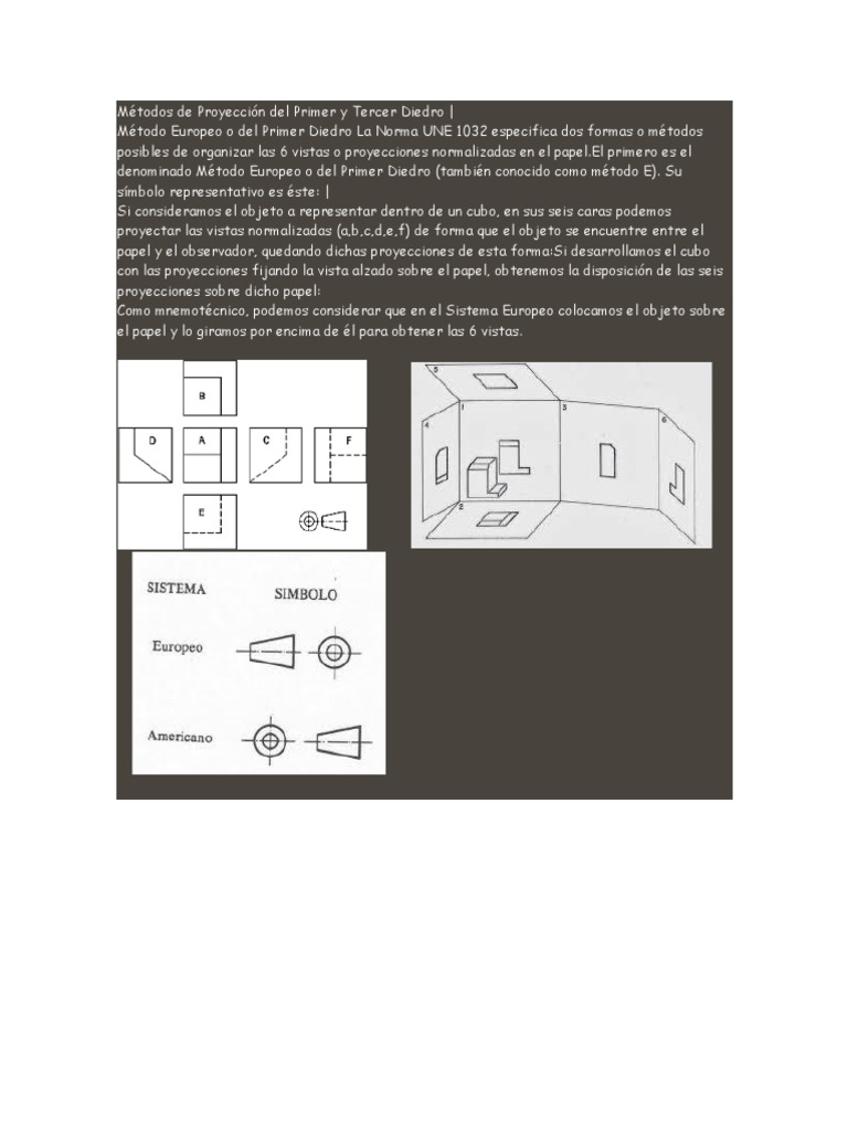 Métodos de Proyección Del Primer y Tercer Diedro | PDF
