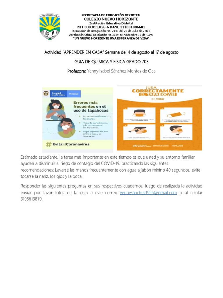 Yenny Sanchez Quimica y Fisica Septimo 7 | PDF | Importar | Carga eléctrica