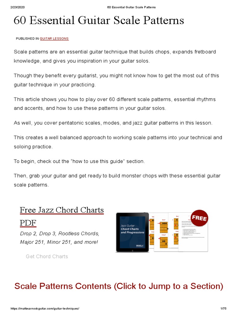 60 Essential Guitar Scale Patterns | PDF | Scale (Music) | Guitars