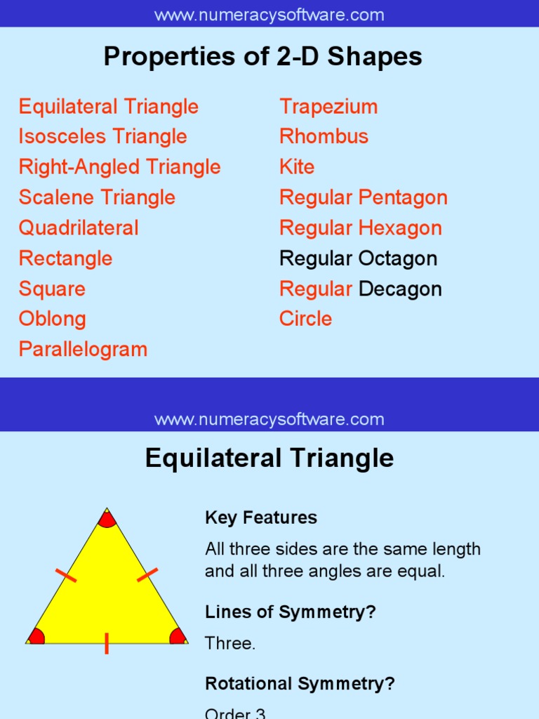 Properties of 2-D Shapes: Regular Octagon Decagon | PDF