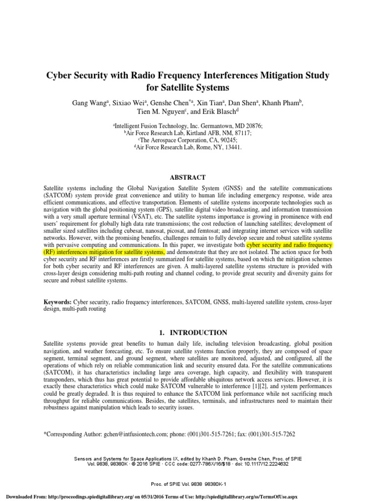 Cyber Security With Radio Frequency Interferences Mitigation Study ...