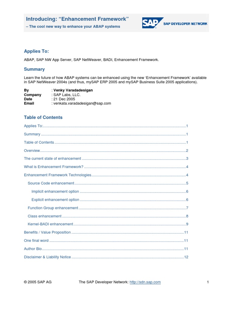 ABAP - Enhancement Framework | PDF | Software Framework | Class (Computer Programming)