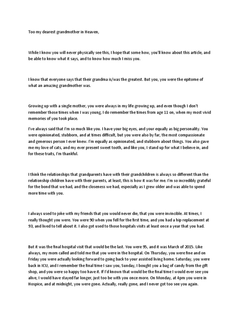 Letter To Grandma | PDF | Grandparent | Parent And Child