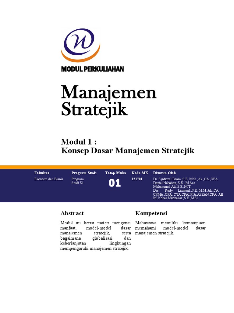 Manajemen Stratejik - Modul 1 | PDF
