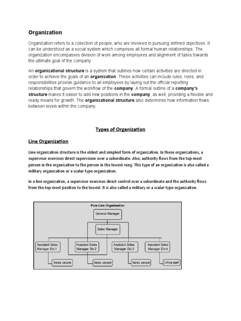 Organization: Types of Organization Line Organization | PDF ...