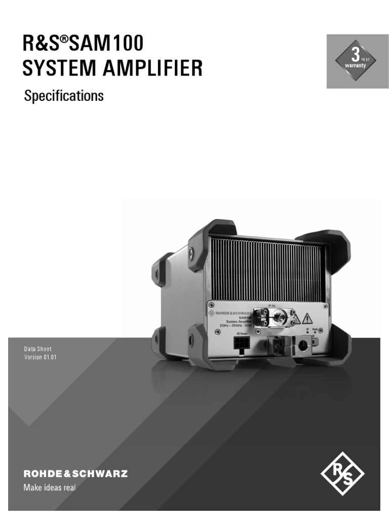R&S®SAM100 System Amplifier: Specifications | PDF | Alternating Current ...