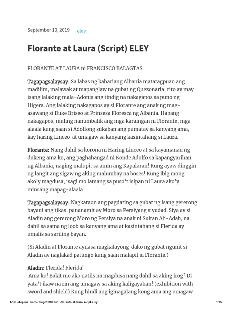 Florante at Laura (Script) | PDF