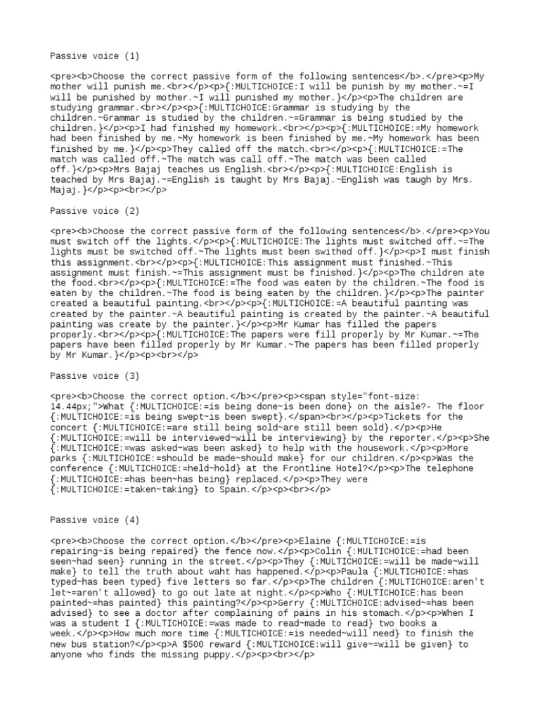 Passive Voice-Choose | PDF