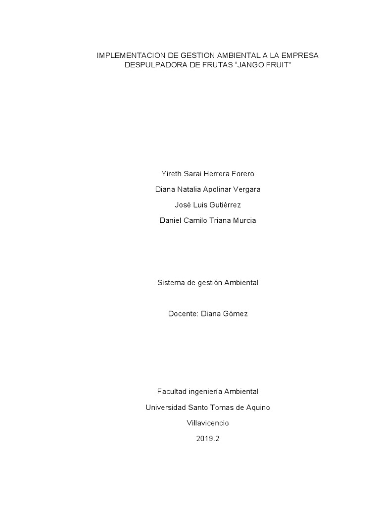 Gestión Ambiental en Jango Fruit | PDF | Residuos | Vertedero