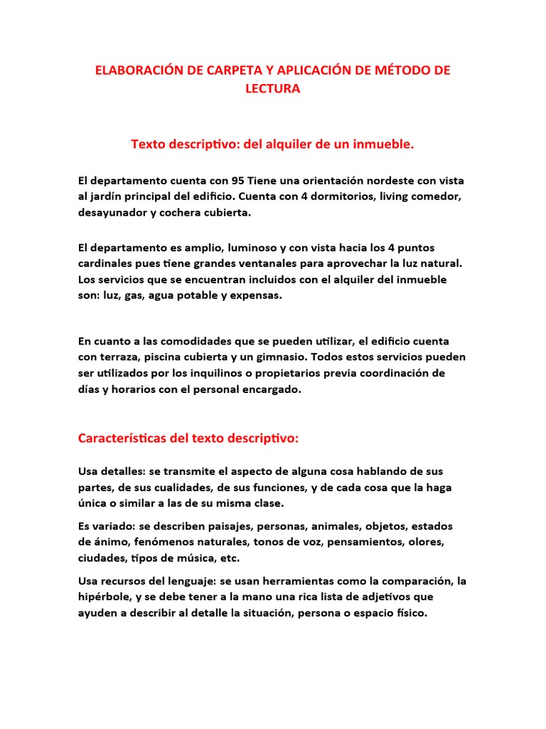 Elaboración de Carpeta y Aplicación de Método de Lectura | PDF ...