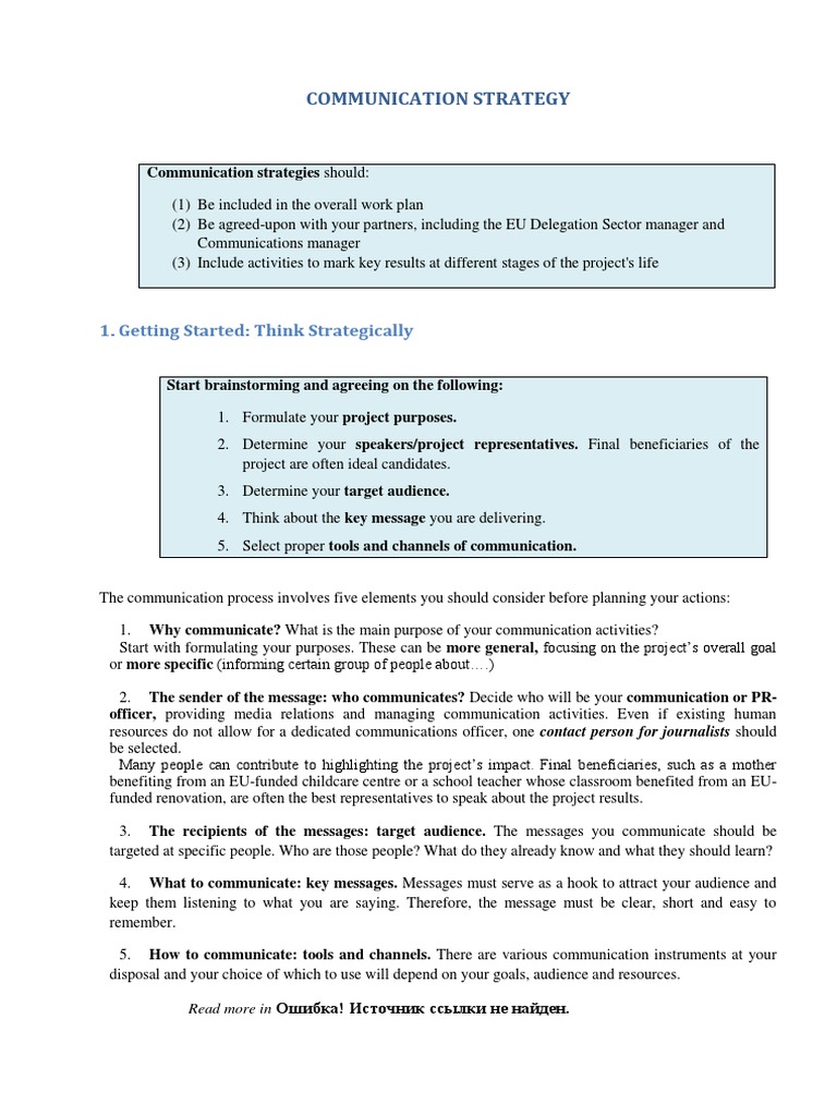 Communication Strategy: 1. Getting Started: Think Strategically | PDF ...