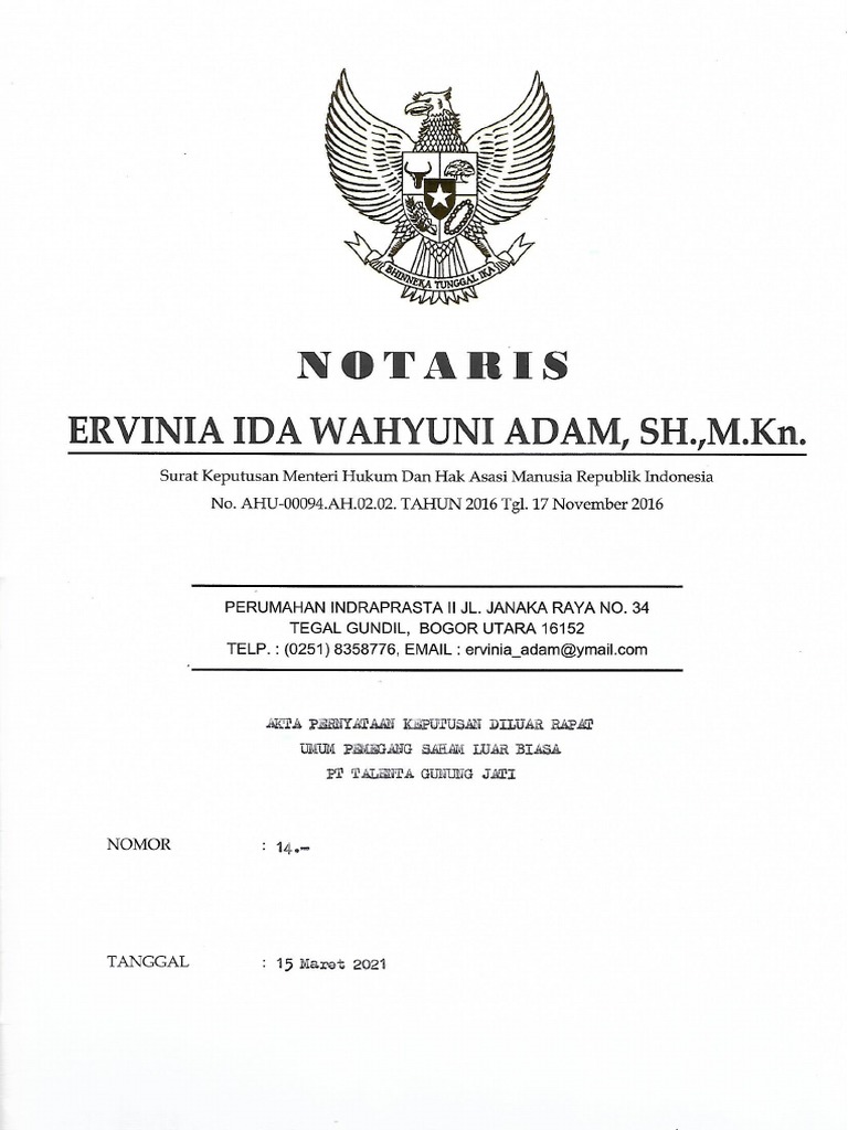 Akta PKR PT Talenta Gunung Jati | PDF