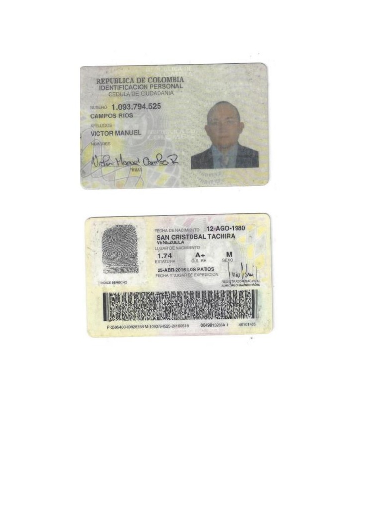 Cedula Victor Manuel Campos | PDF