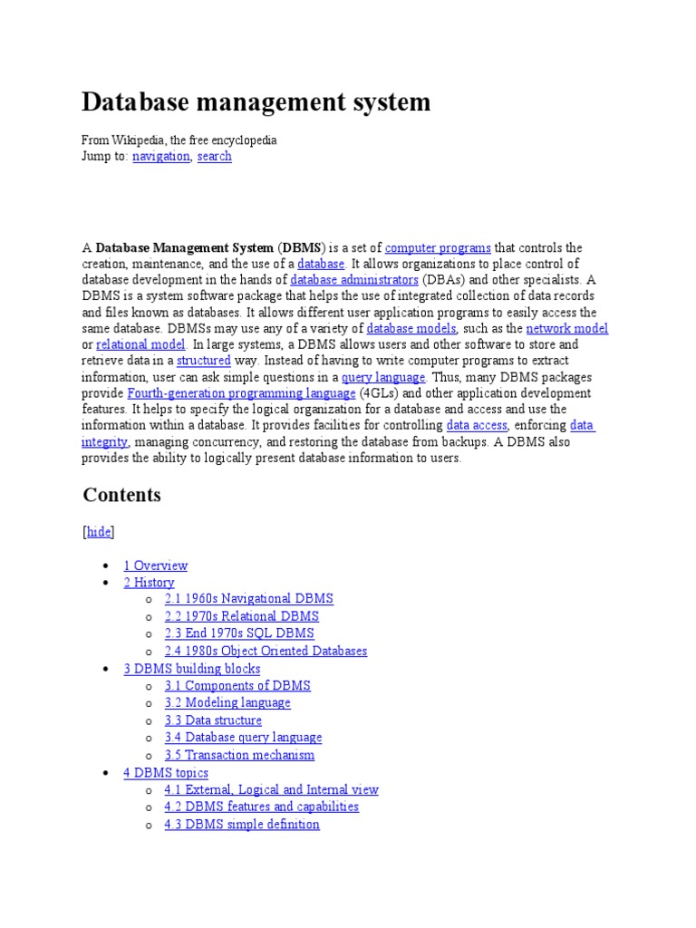 An Overview of Database Management Systems: Their History, Components ...