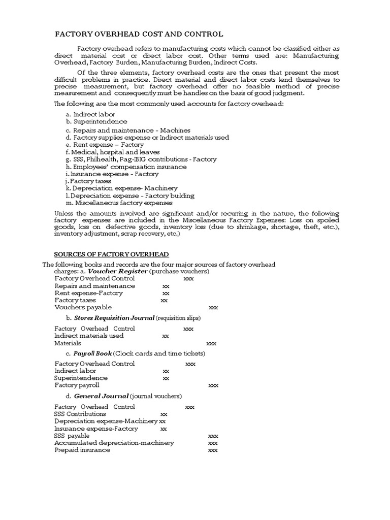 Factory Overhead Cost and Control | PDF | Factory | Inventory