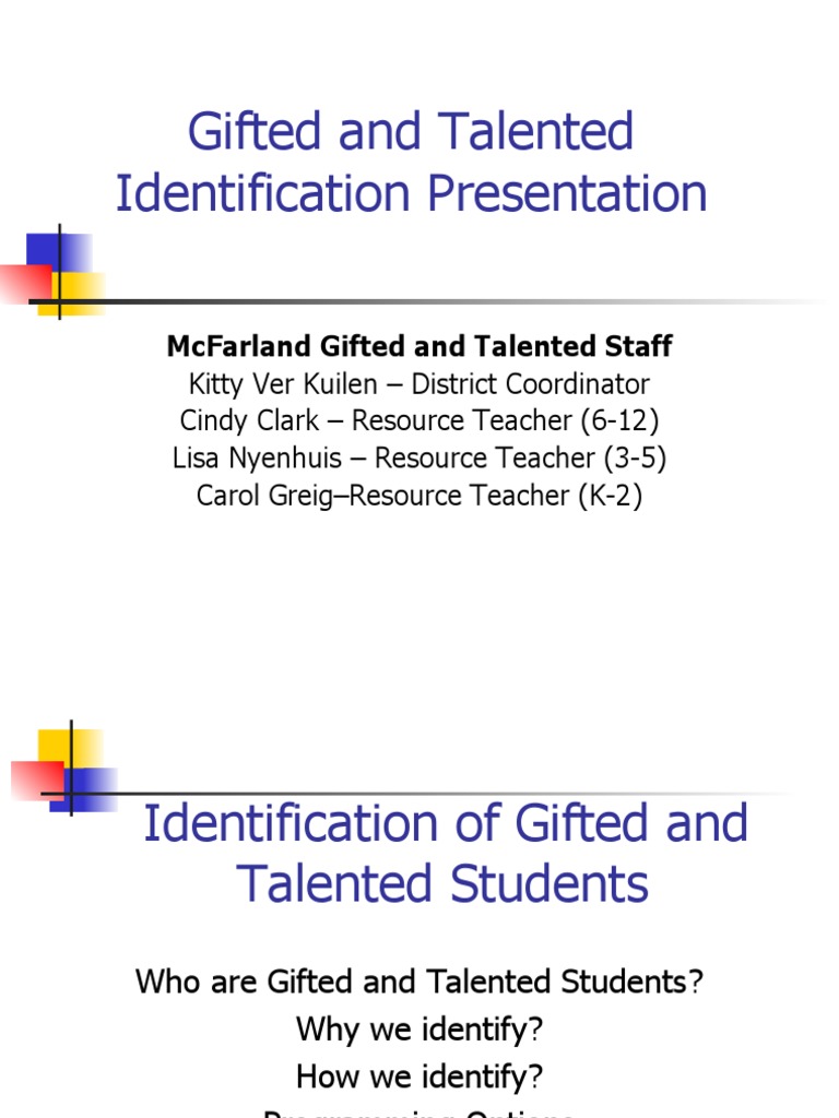 Gifted and Talented Identification Presentation | PDF | Intellectual ...