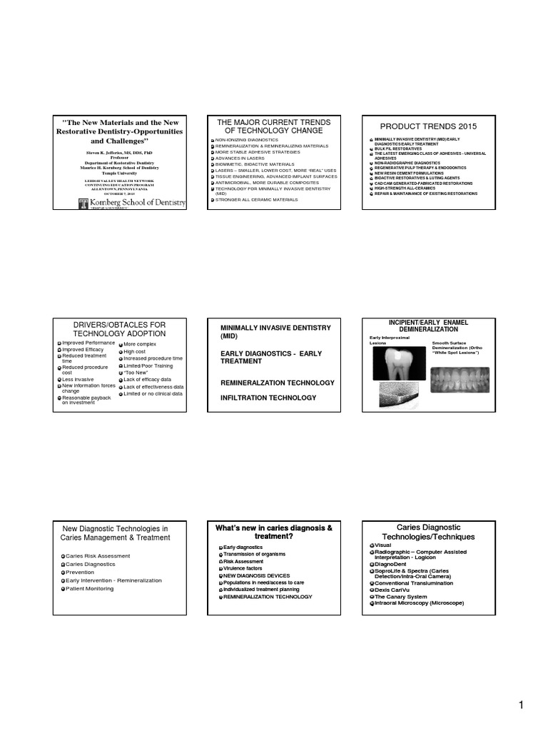 The New Restorative Dentistry 10-7-15 Handout 2 | PDF | Dentistry ...