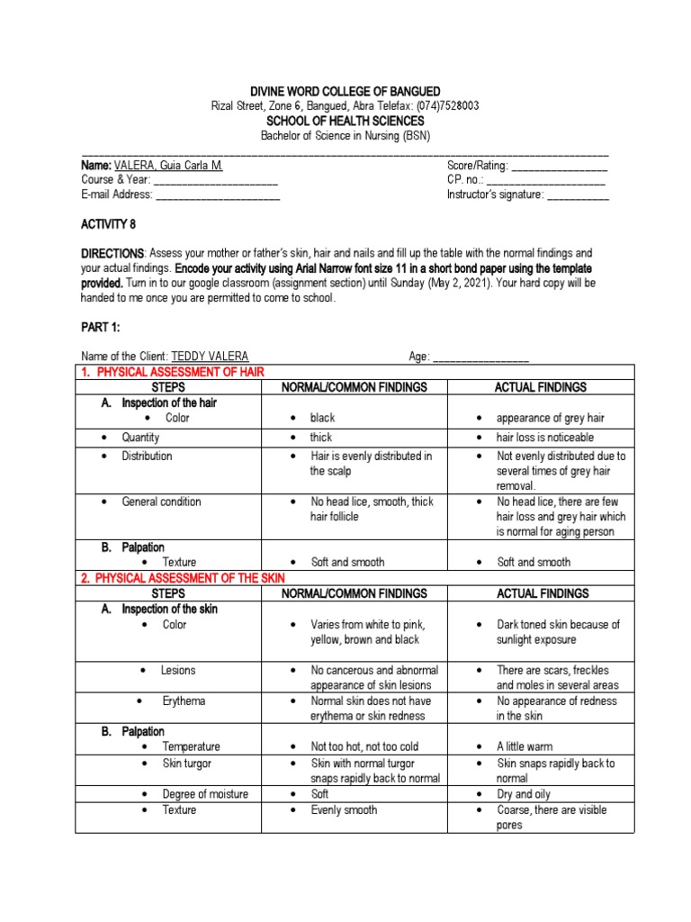 Inspection of Hair, Skin and Nails | PDF | Nail (Anatomy) | Hair