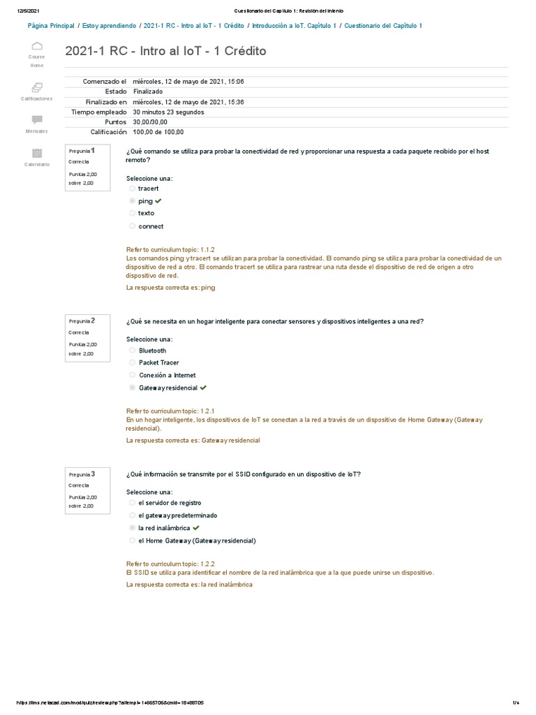 Revisión de un cuestionario sobre conceptos básicos de IoT | PDF | Internet de las Cosas | Red ...