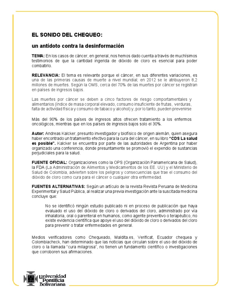 Proceso de Calificación - EL SONIDO DEL CHEQUEO | PDF | Cáncer | Cloro