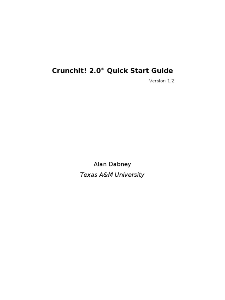 Crunchit! 2.0 Quick Start Guide: Texas A&M University | PDF | Student's ...