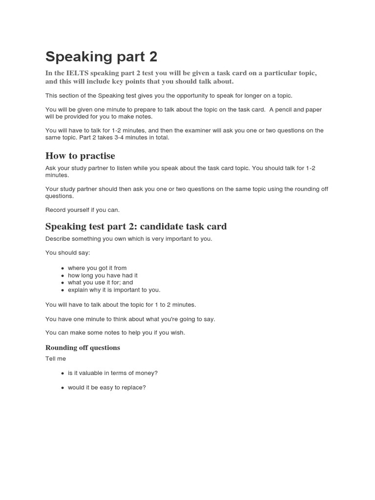 Speaking Part 2: How To Practise | PDF